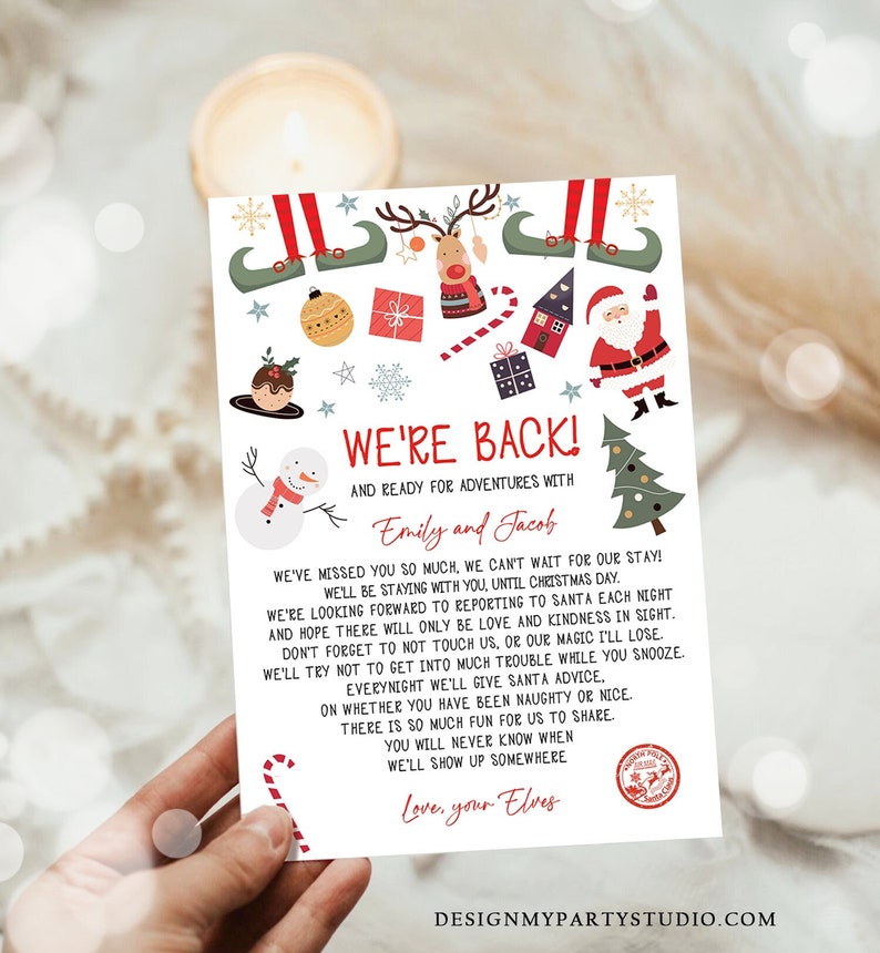 Editable Elf Arrival Letter Return Letter Christmas Elf We're Back Elf ...