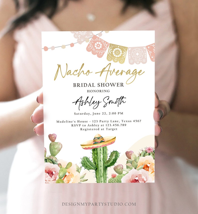 Editable Nacho Average Bridal Shower Invitation Boho Couples - Etsy
