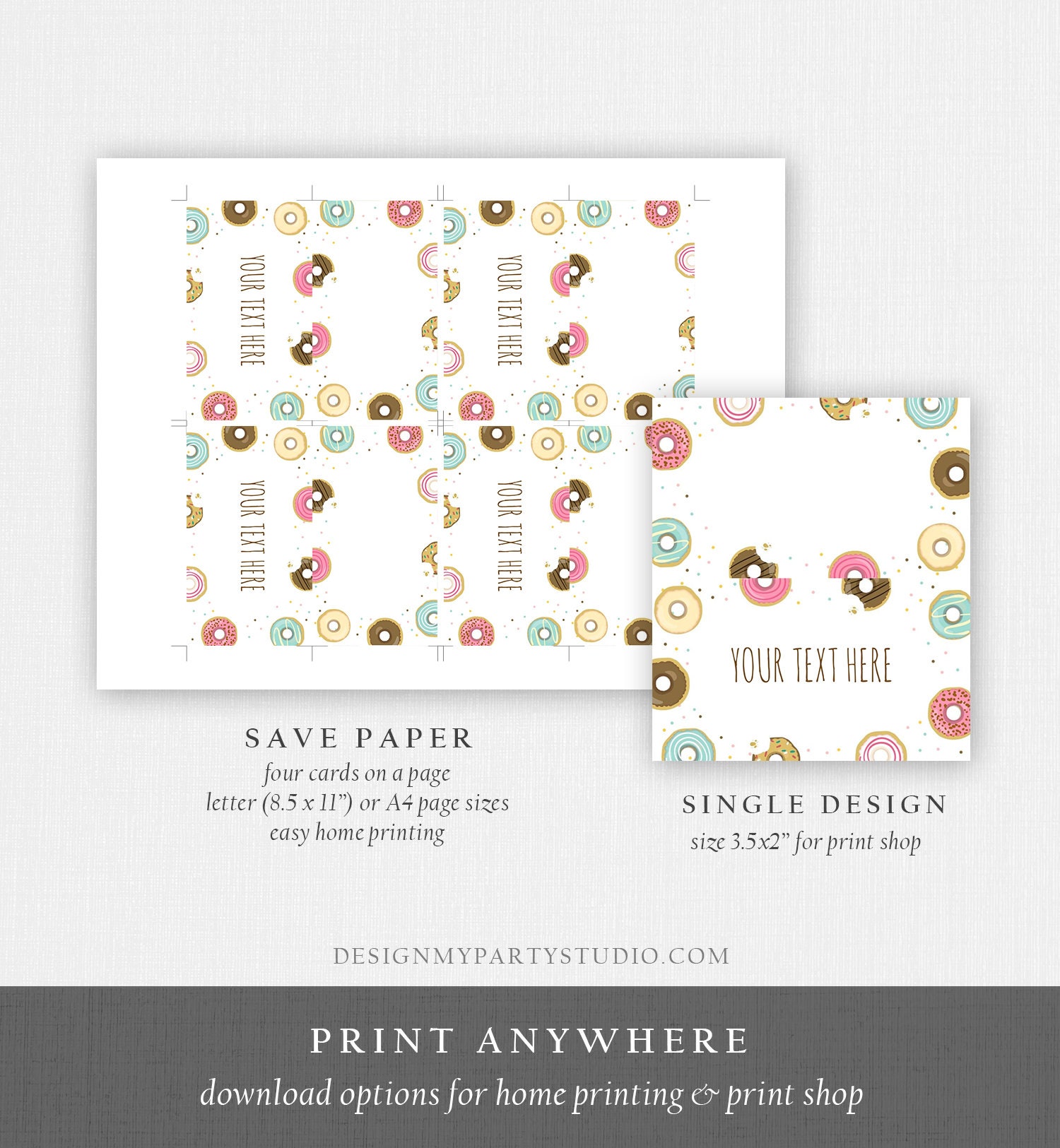 Editable Donut Food Labels Pink Girl Donut Place Card Donut - Etsy