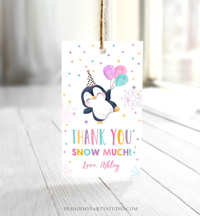 Editable Penguin Favor Tag Winter Birthday Tag Winter Onederland Thank ...