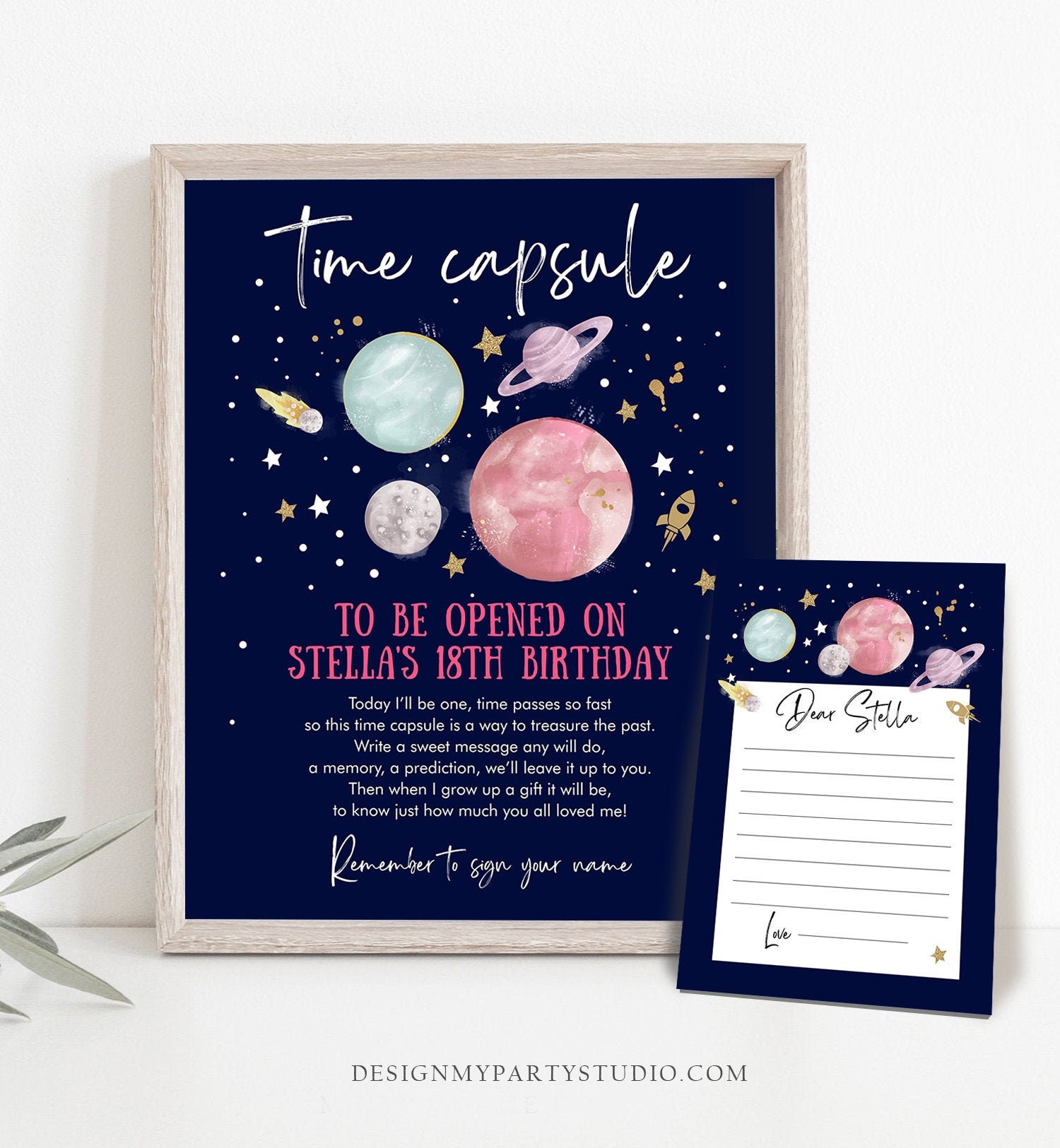 Editable Outer Space Time Capsule First Birthday Party - Etsy