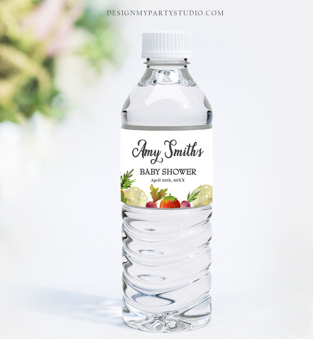Editable Farmers Market Water Bottle Labels Baby Shower Birthday ...