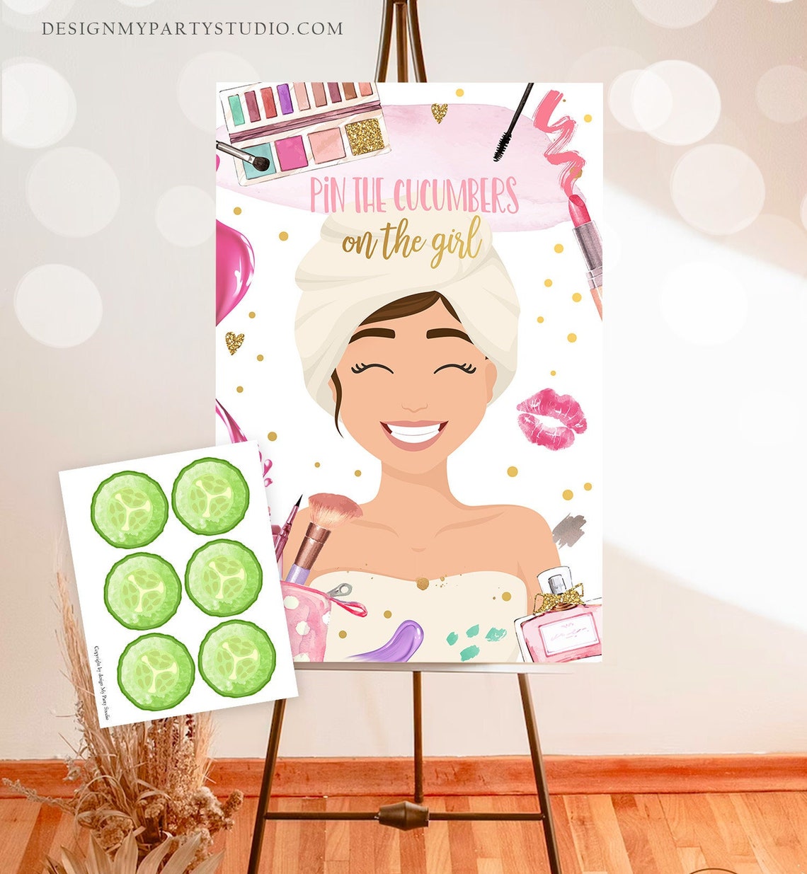 Pin the Cucumbers on the Girl Spa Party Game Spa Birthday Game Glitters ...