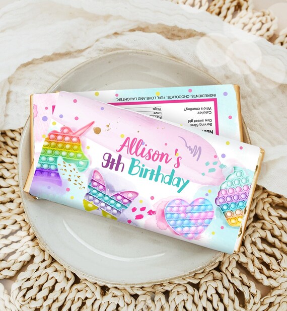 Editable Pop It Candy Bar Wrapper Fidget Chocolate Bar Labels Pop It ...