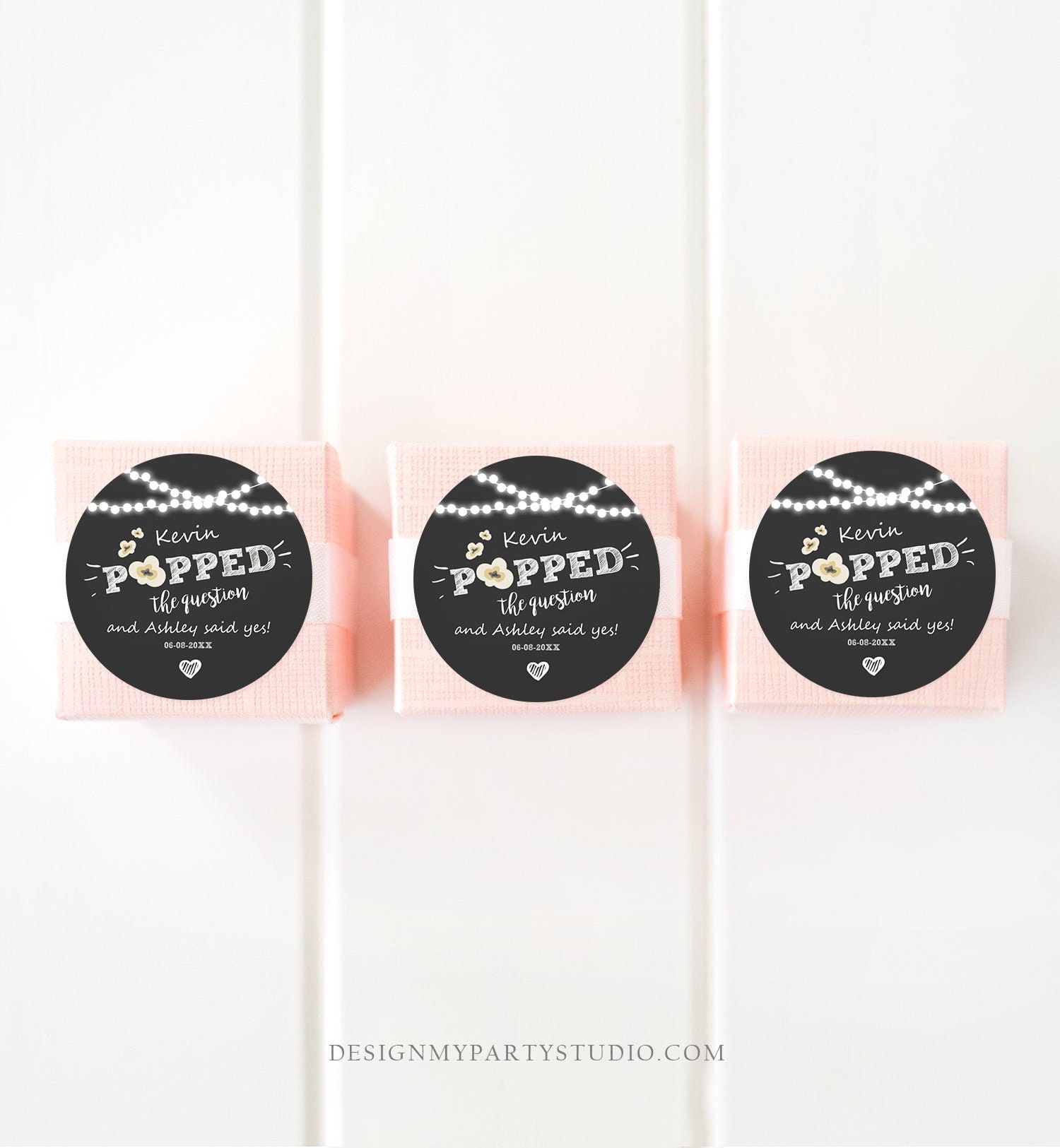 Editable He Popped the Question Gift Tag Engagement Party Popcorn Favor ...