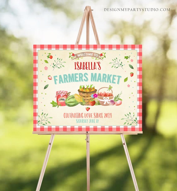 Editable Farmers Market Welcome Sign Birthday Baby Shower Farm Party ...