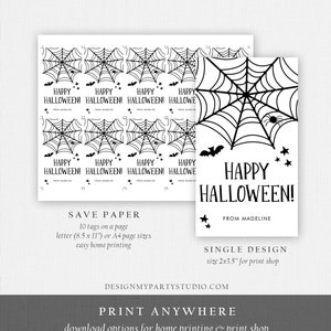 Editable Happy Halloween Gift Tags Trick or Treat Favor Tags Spiderweb ...