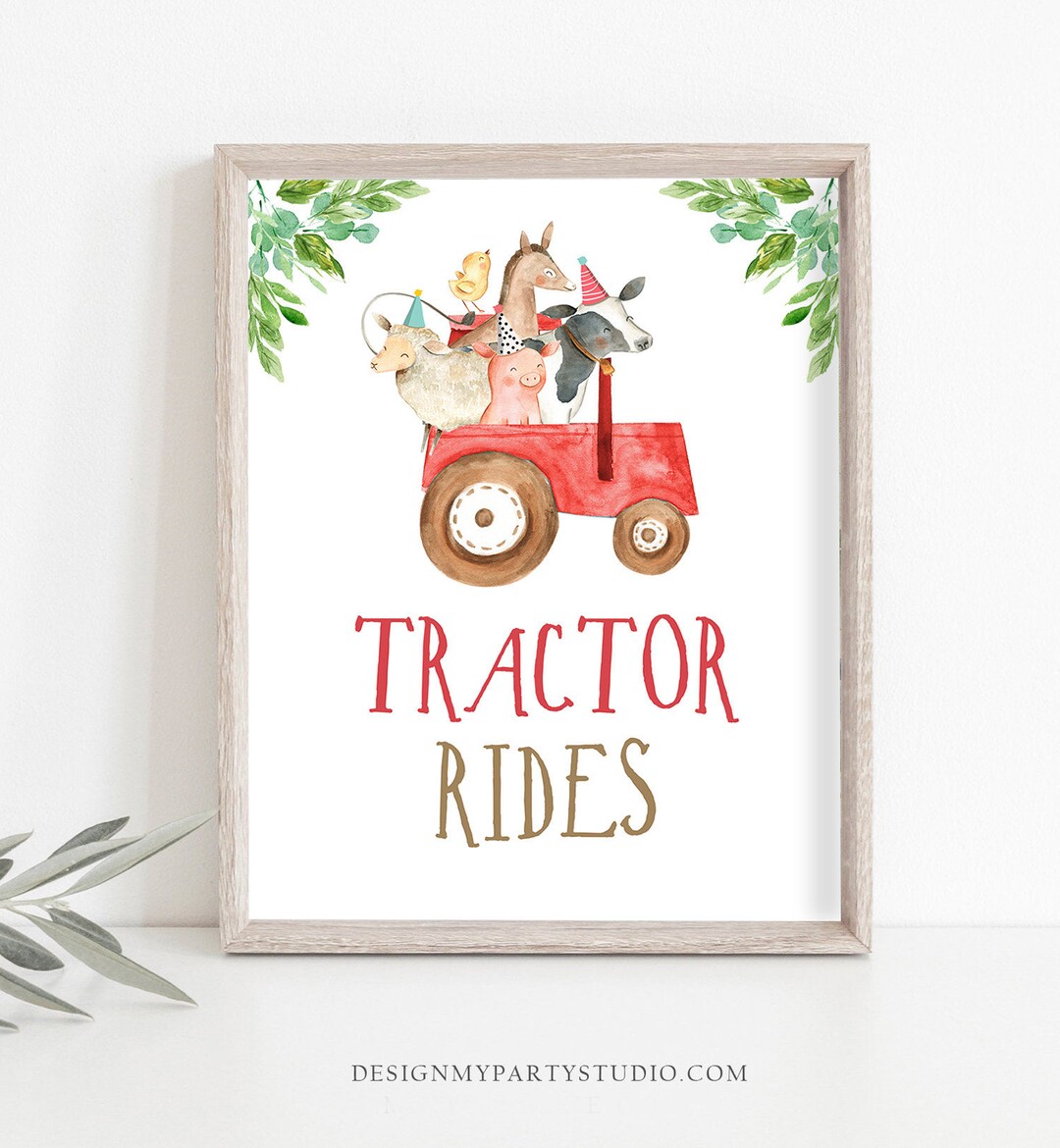 Tractor Rides Sign Farm Animals Party Sign Farm Birthday Sign - Etsy