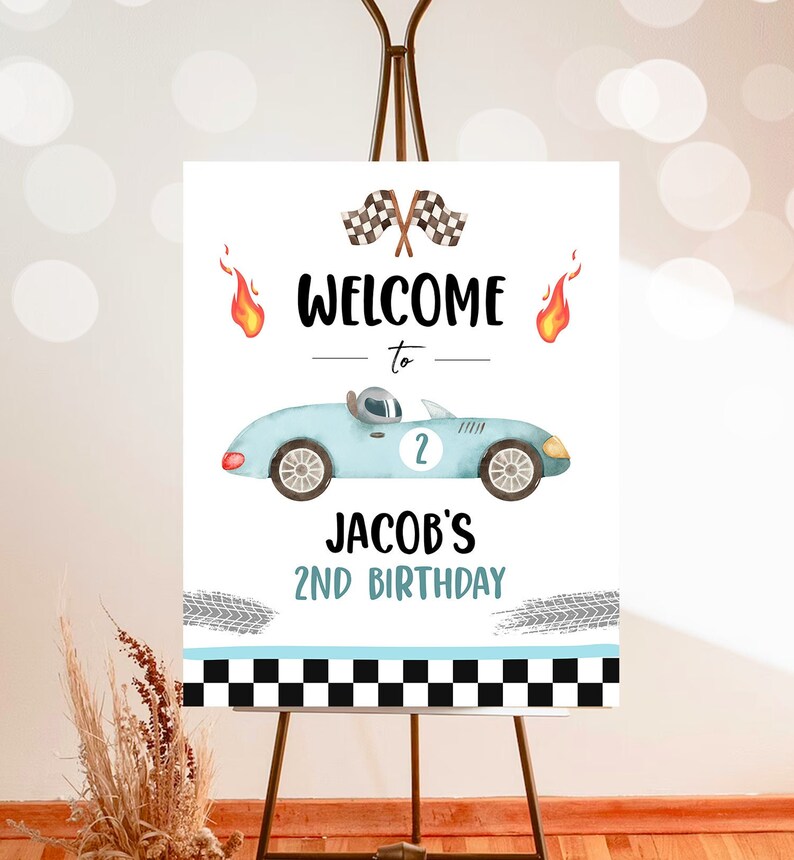 Editable Racing Birthday Welcome Sign Race Car Birthday Sign - Etsy