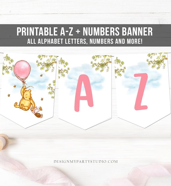 Winnie The Pooh Alphabet Banner Letters A to Z Numbers Classic Pooh ...