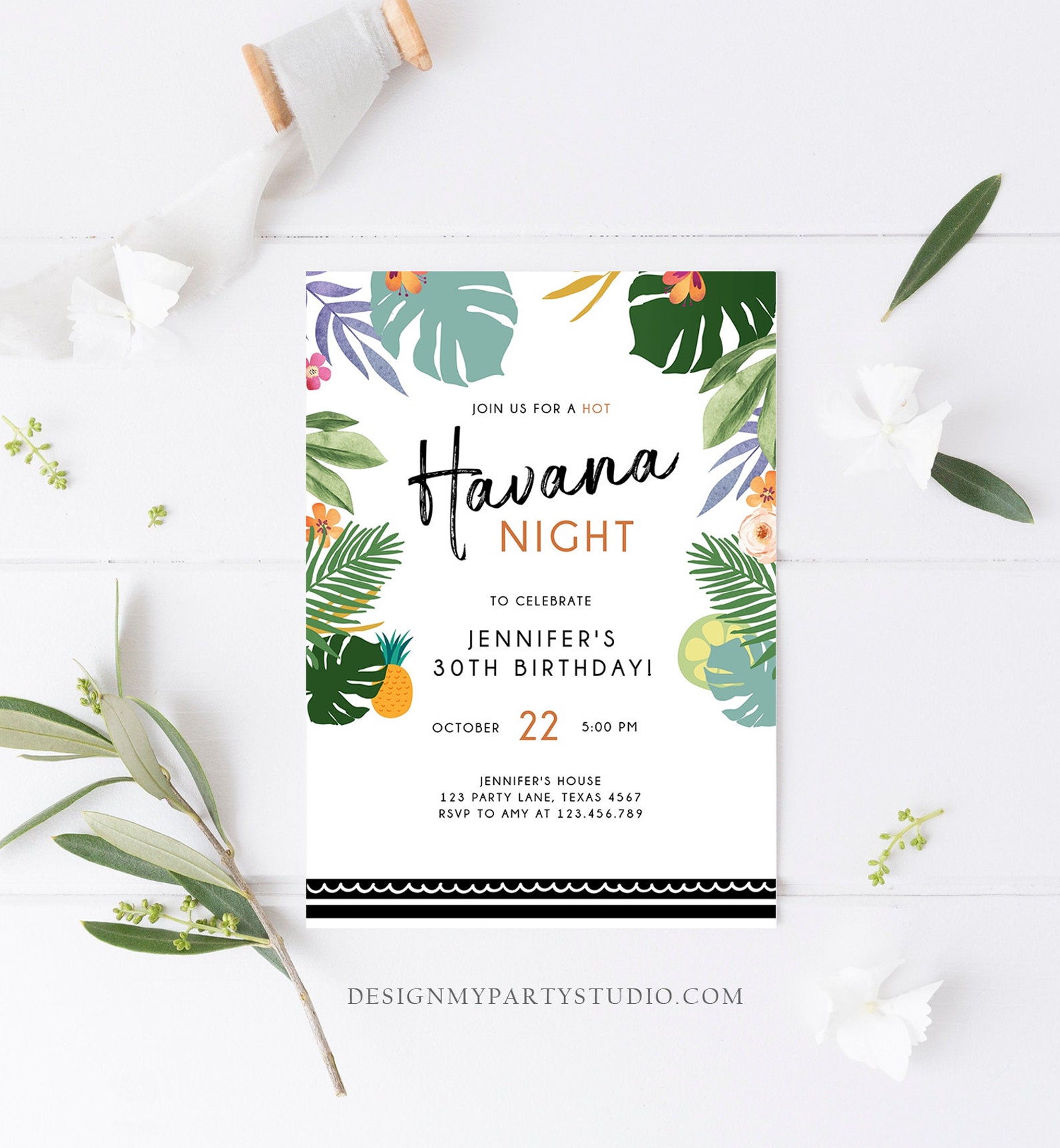 Editable Havana Nights Invitation Night in Havana Birthday - Etsy