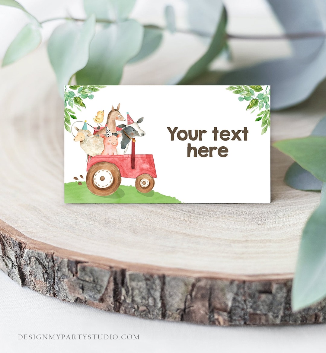 Editable Farm Animals Food Labels Barnyard Birthday Food Cards Tent ...