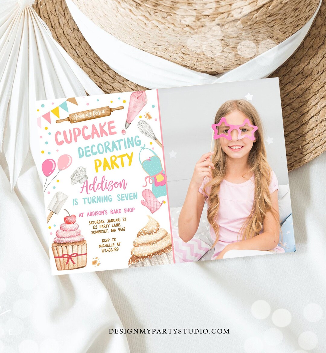 Editable Cupcake Decorating Party Invitation Kids Cooking Birthday ...