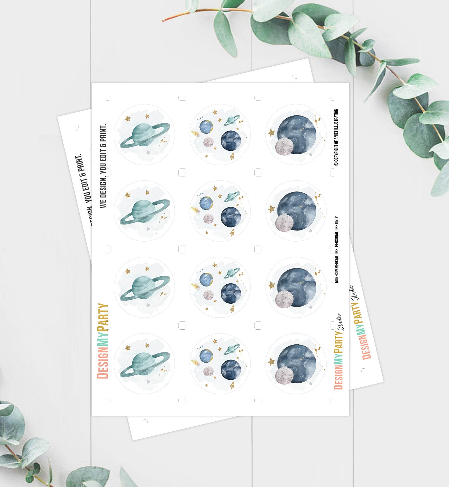 Outer Space Birthday Cupcake Toppers First Trip Around the Sun Favor ...