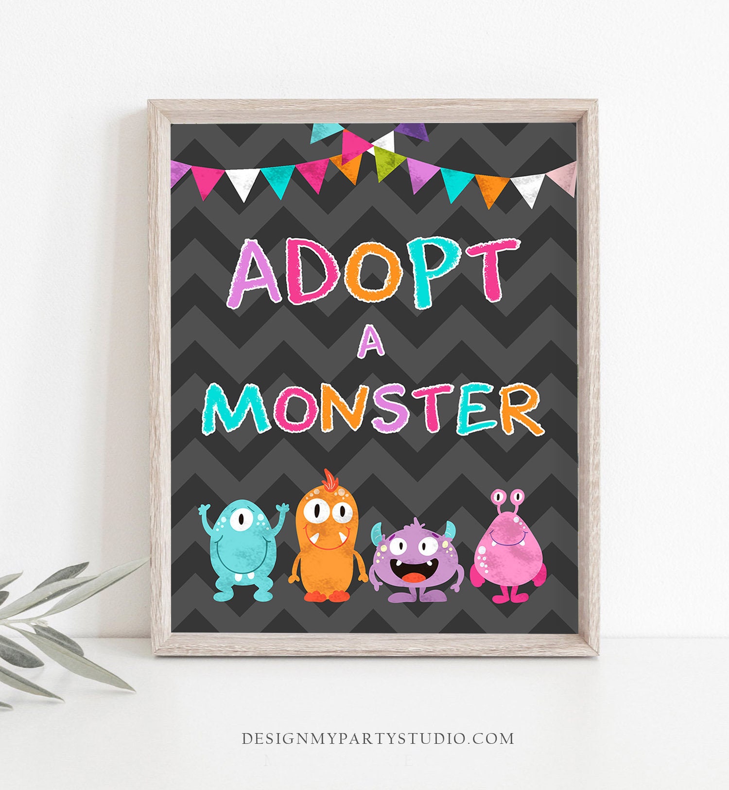 Adopt a Monster Sign Monster Girl Birthday Monster Adoption | Etsy