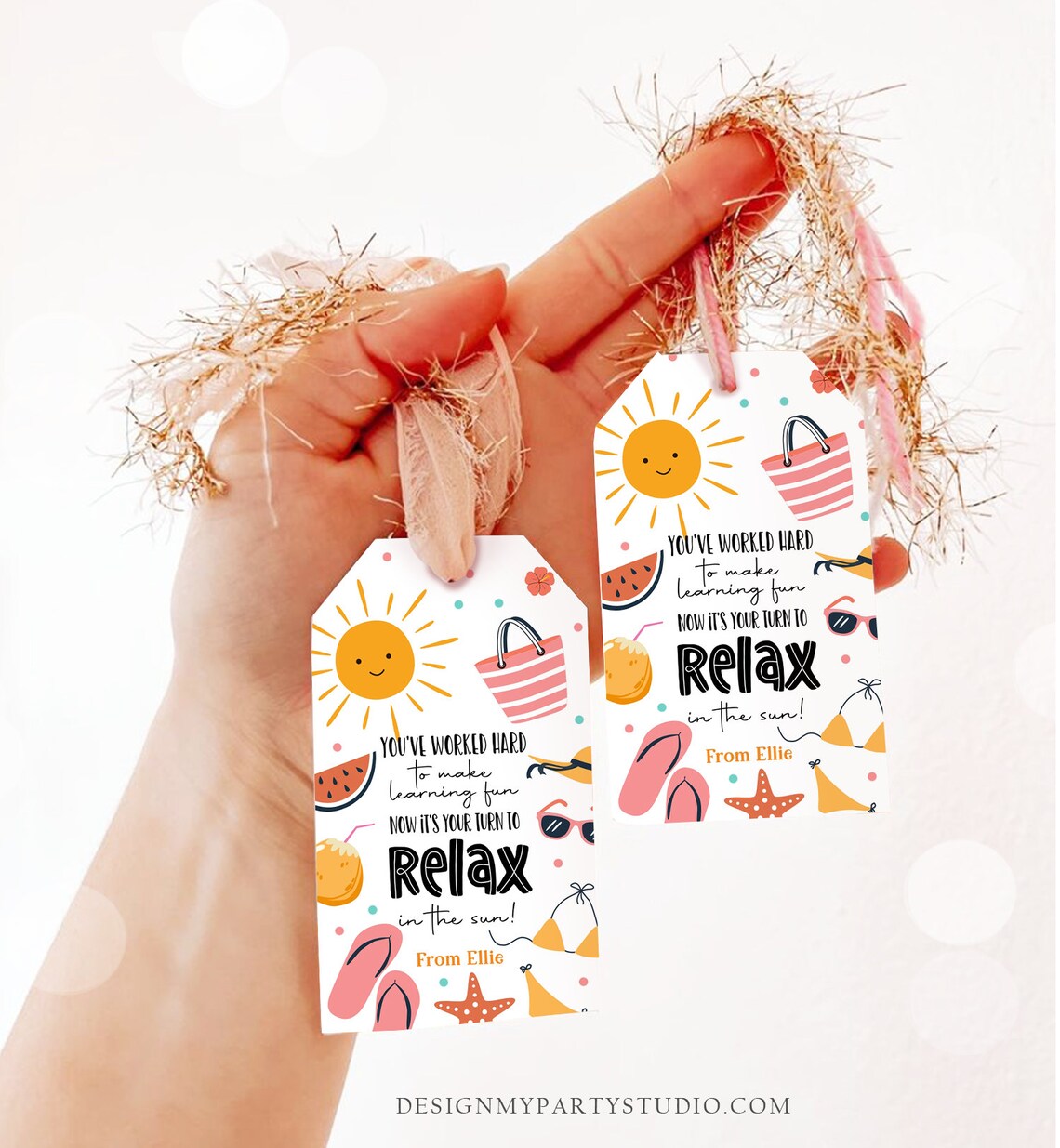 Editable Summer Teacher Appreciation Gift Tag Kids Your Turn to Relax ...