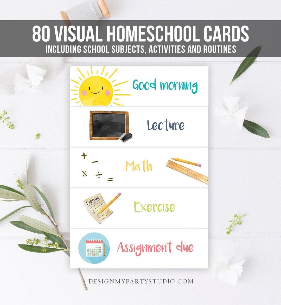 Visual Homeschool Schedule Cards Homeschooling Subjects Daily Routine ...