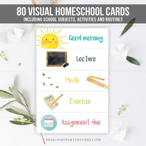 Visual Homeschool Schedule Cards Homeschooling Subjects Daily - Etsy