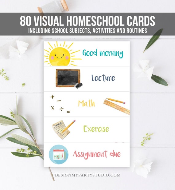 Visual Homeschool Schedule Cards Homeschooling Subjects Daily Routine ...