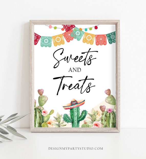 Sweets and Treats Sign Fiesta Bridal Shower Baby Shower Decor Cactus ...