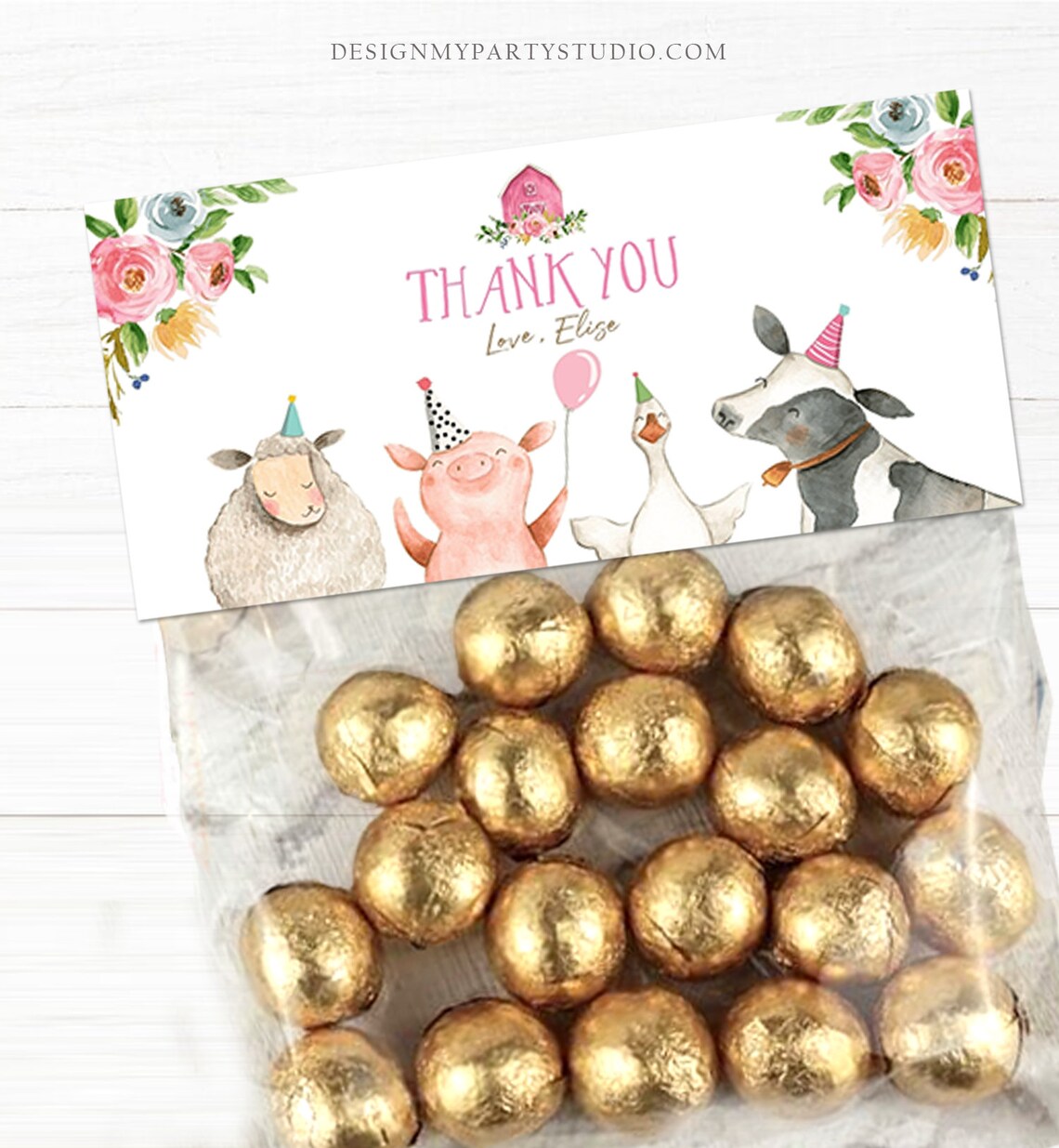 Editable Farm Animals Treat Bag Toppers Farm Birthday Thank - Etsy