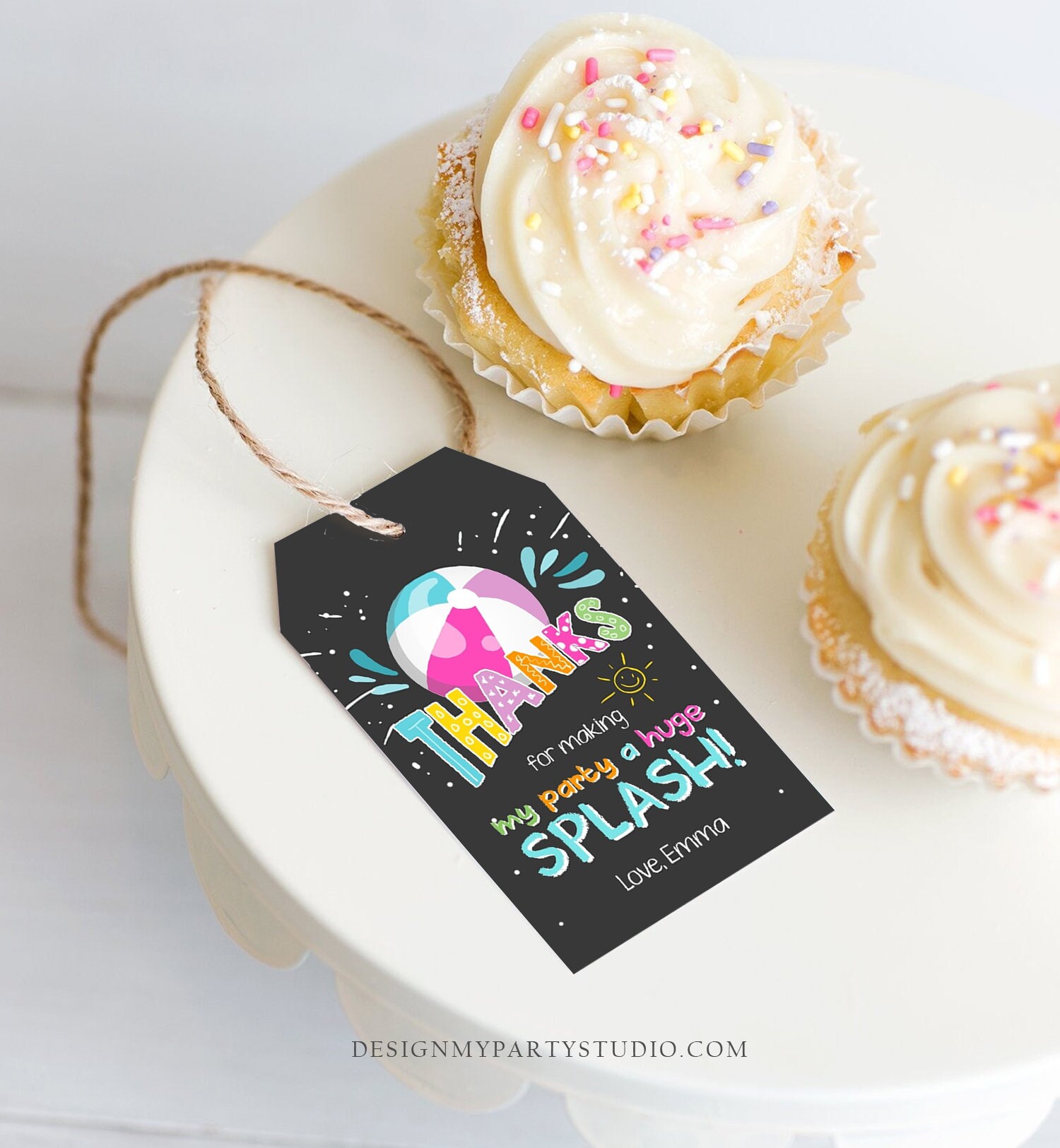 Editable Pool Party Favor Tags Tags Pool Party Birthday Thank | Etsy