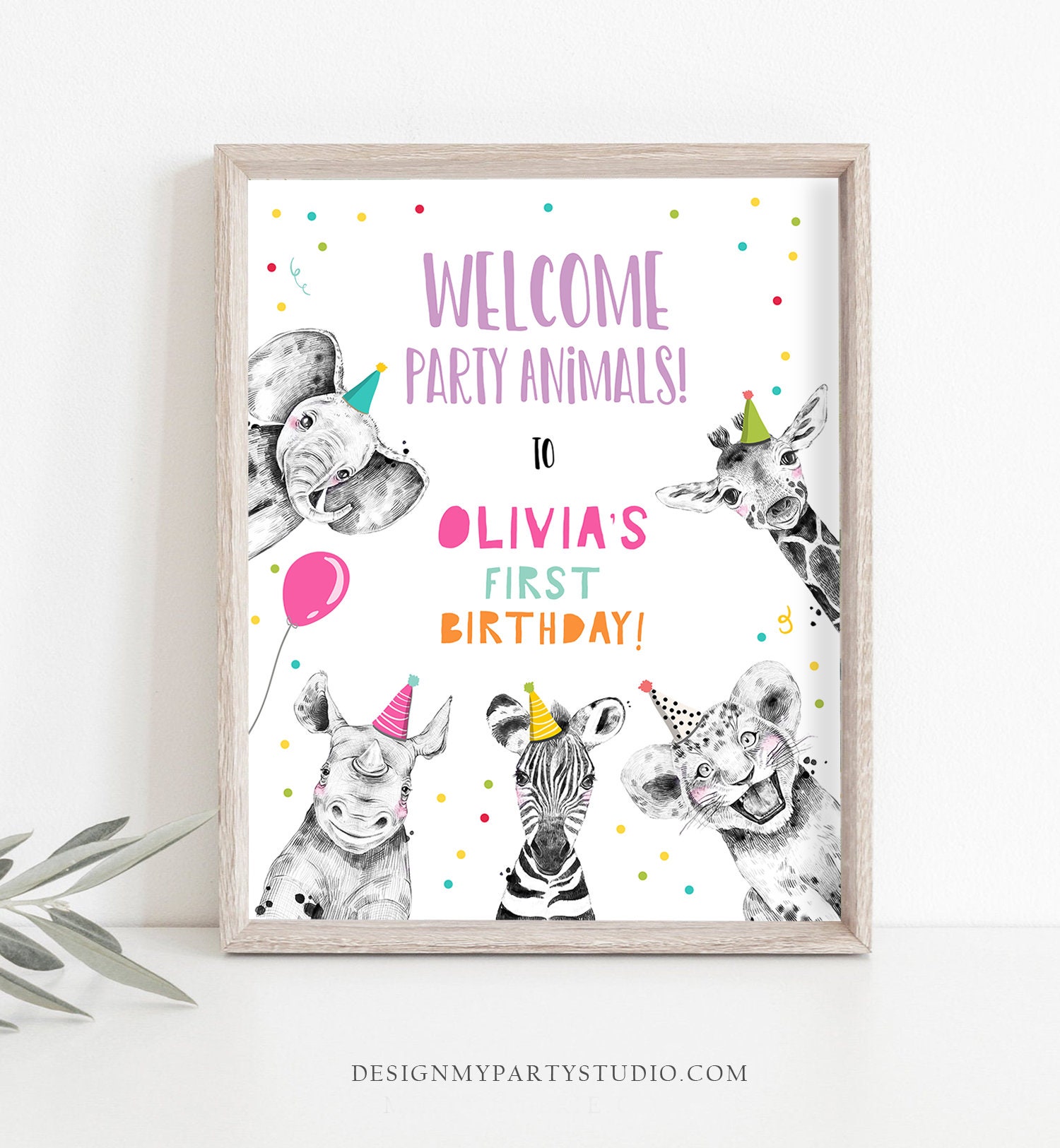 Editable Party Animals Welcome Sign Party Animal Sign Zoo - Etsy