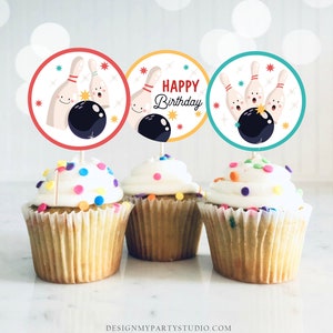 Bowling Party Cupcake Toppers Bowling Birthday Party Decorations Boy ...
