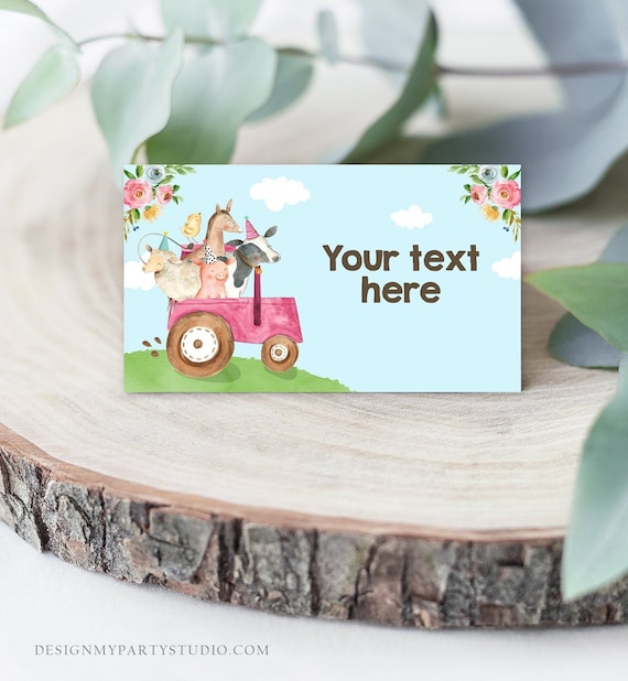 Editable Farm Animals Food Labels Barnyard Birthday Food Cards | Etsy