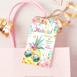 Editable Tropical Aloha Hawaiian Favor Tag Luau Birthday Party ...