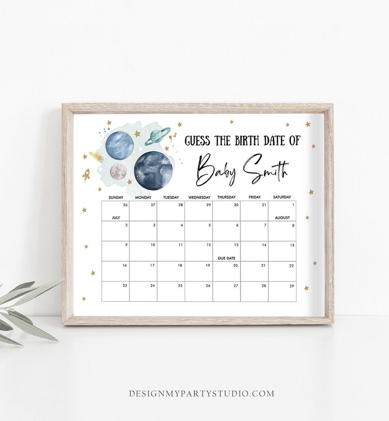 Editable Guess the Birth Date Baby Shower Game Guess Birthday - Etsy