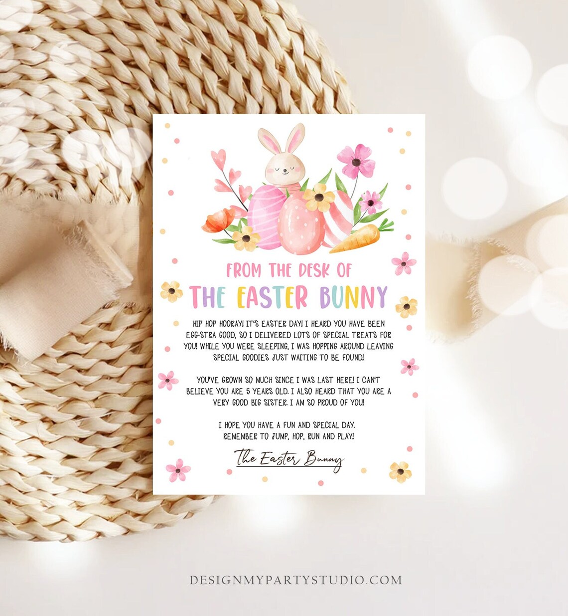 Editable Easter Bunny Letter Return Letter From the Desk of Easter ...