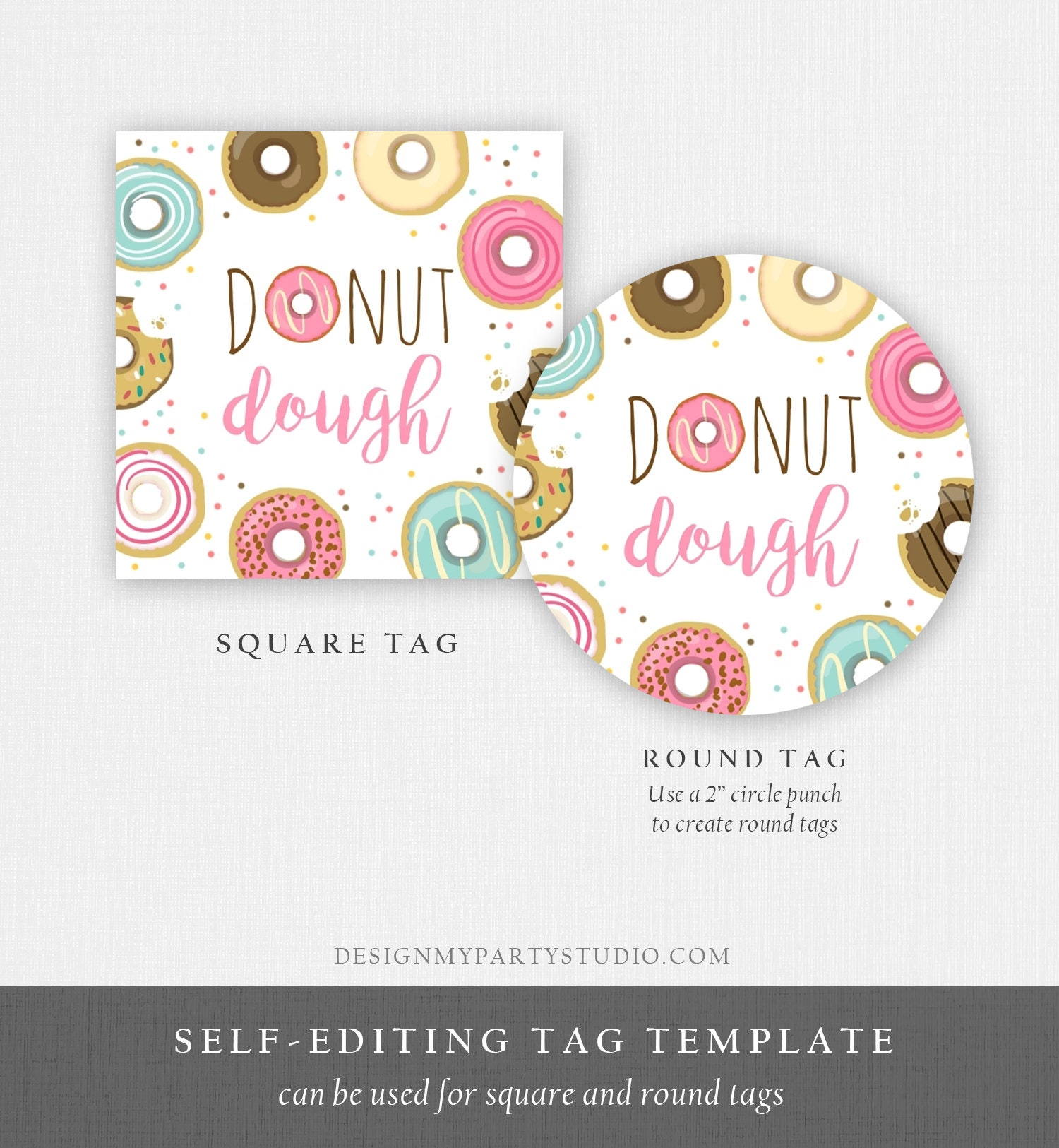 Editable Donut Dough Favor Tags Donut Birthday Thank You Tag - Etsy