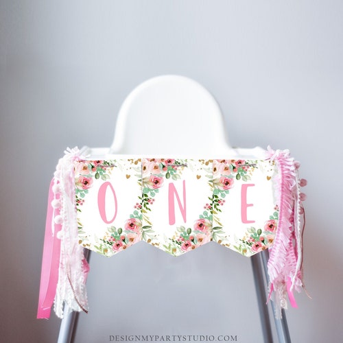 Little Miss Onederful High Chair Banner Pink Floral 1st Girl - Etsy