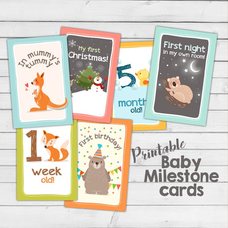 Printable Baby Milestone Cards Animals Printable Monthly | Etsy