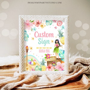 Editable Custom Sign Luau Birthday Decor Hawaiian Party Sign Table Sign ...