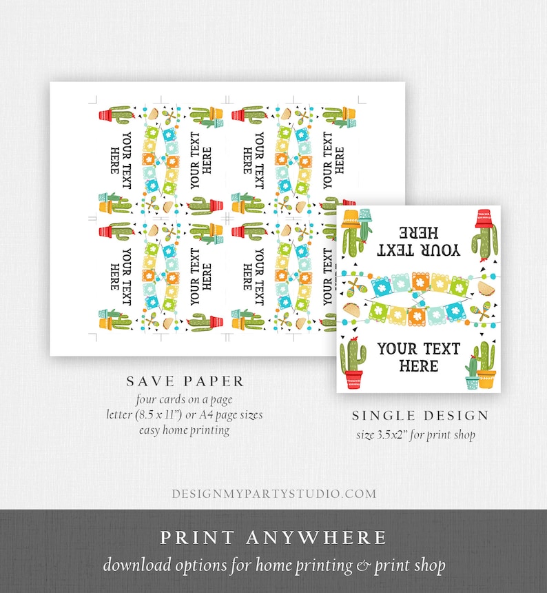 Editable Fiesta Taco Food Labels Fiesta Party Place Card Tent - Etsy