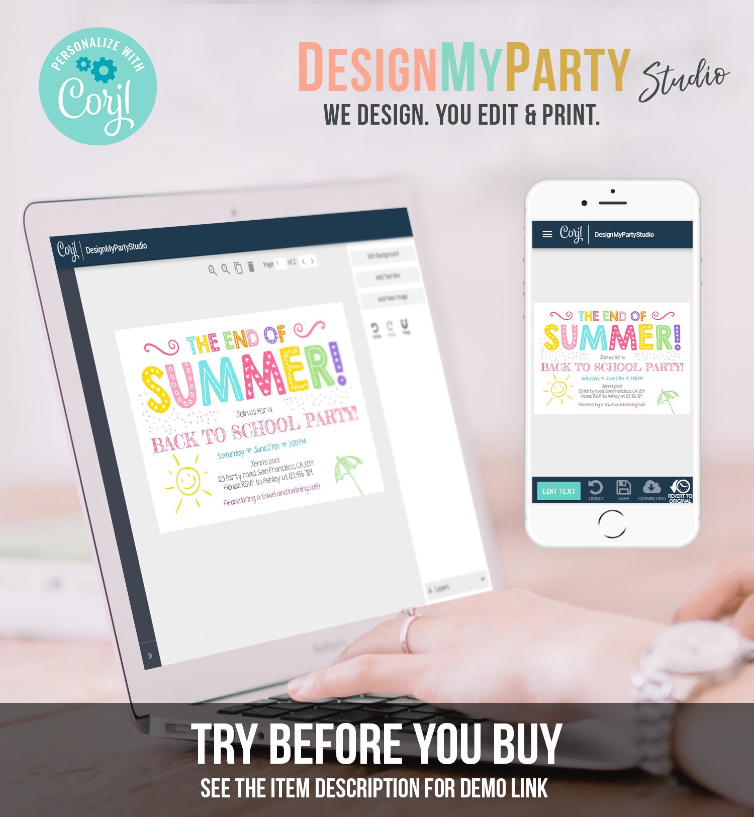 Editable End of the Summer Pool Party Invitation Back to School Splish ...