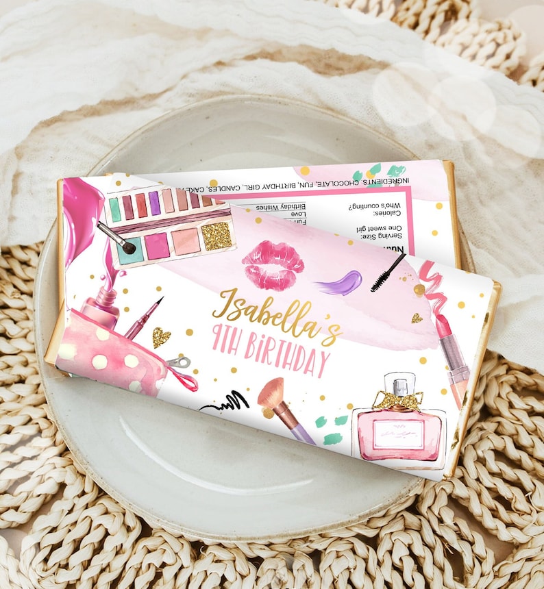 Editable Spa Party Candy Bar Wrapper Glitz and Glam Birthday | Etsy