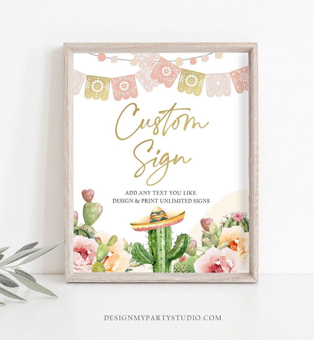 Editable Fiesta Cactus Custom Sign Fiesta Decor Succulent Sign Shower ...