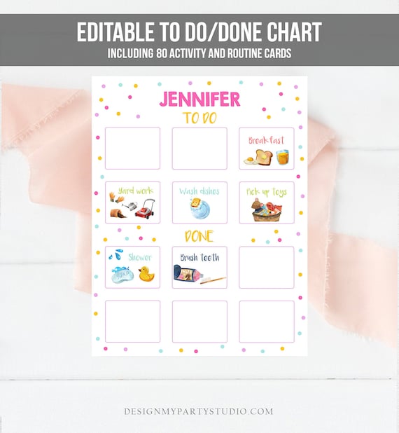 Editable Visual Schedule Kids Daily Routine Chart 80 Cards Chores ...