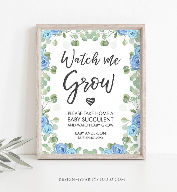 Editable Watch Me Grow Baby Shower Favors Watch Me Grow Sign Favor Sign ...