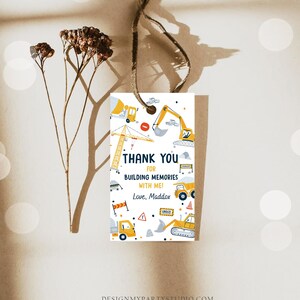 Editable Construction Thank You Tags Construction Birthday Favor Tags ...