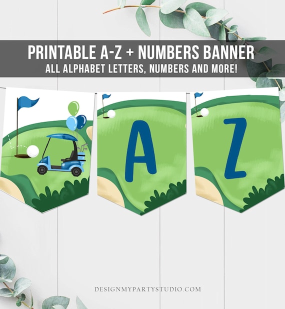 Golf Alphabet Banner Letters A to Z Numbers Hole in One Banner Birthday ...
