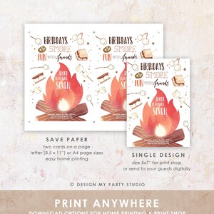 Editable S'more Birthday Invitation Bonfire Glamping Camping Smore Fun ...