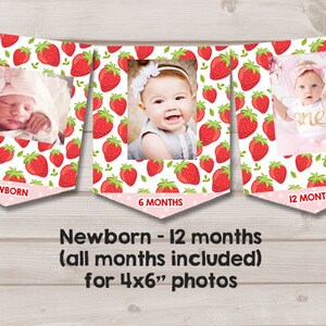 Strawberry First Birthday Banner Monthly Photo Banner Strawberry ...