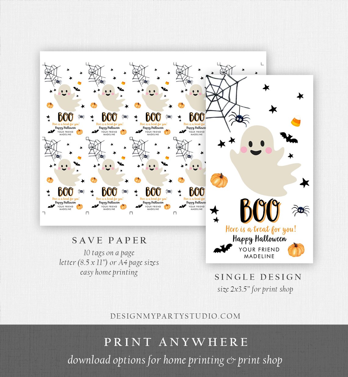 Editable Halloween Favor Tags Boo Gift Tags Costume Party - Etsy