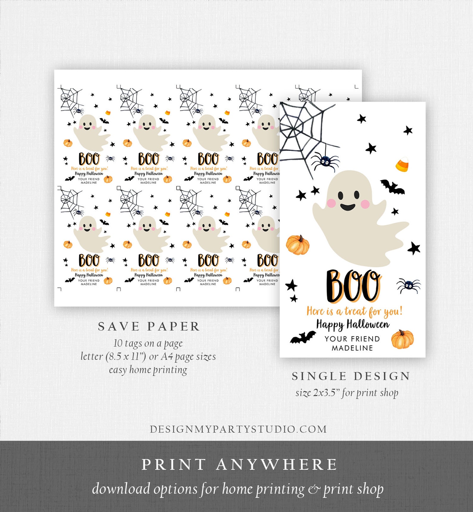 Editable Halloween Favor Tags Boo Gift Tags Costume Party - Etsy