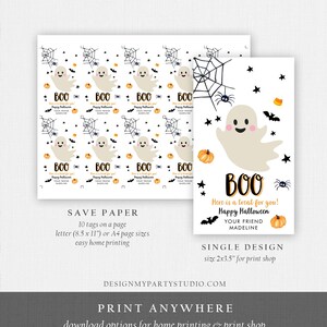 Editable Halloween Favor Tags Boo Gift Tag Costume Party Trick or Treat ...