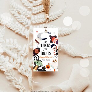 Editable Halloween Gift Tag No Tricks Just Treats Halloween Trick or ...